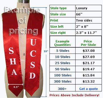 Example printing two sides graduation stole